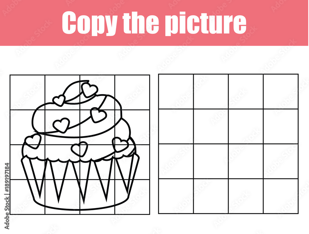 Grid copy worksheet. educational children game. Printable Kids activity ...