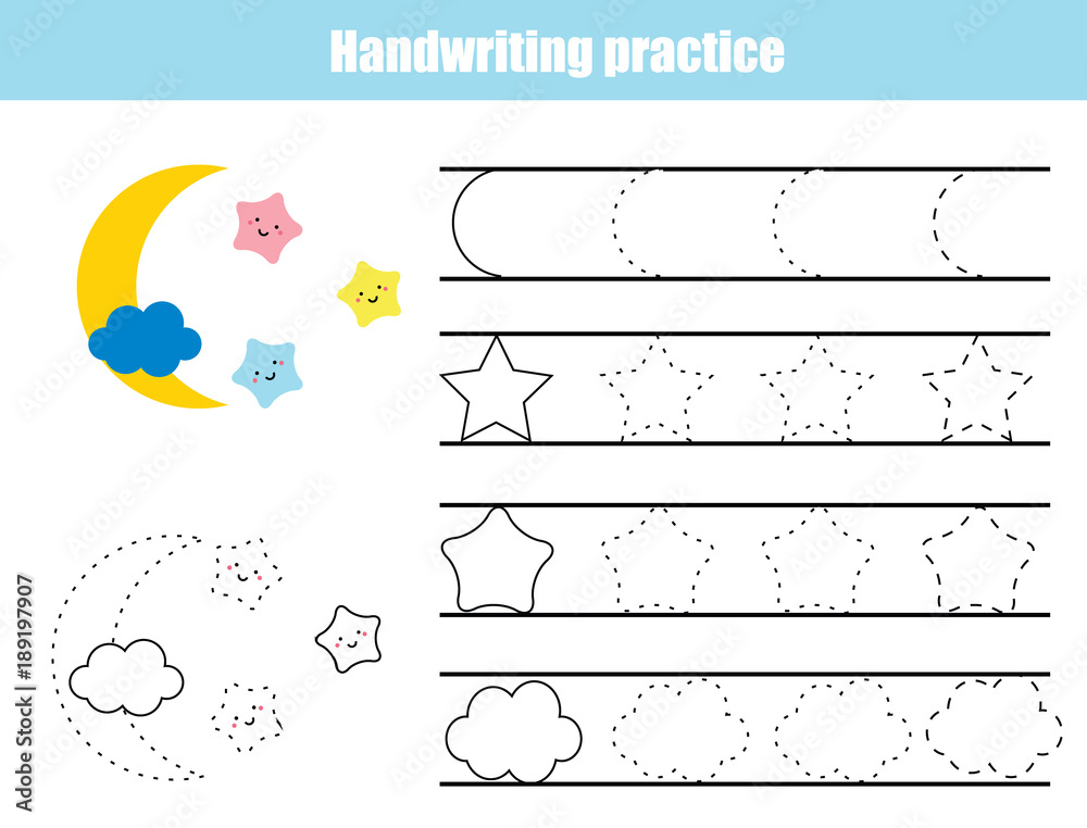 Handwriting practice sheet. Educational children game, printable ...