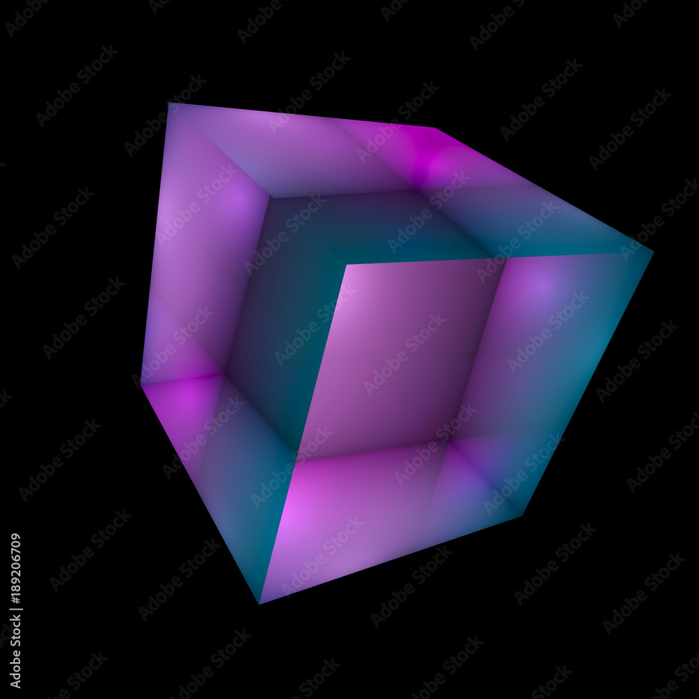 Hexahedron. Magic crystal, a symbol of earth. Platonic body of ...