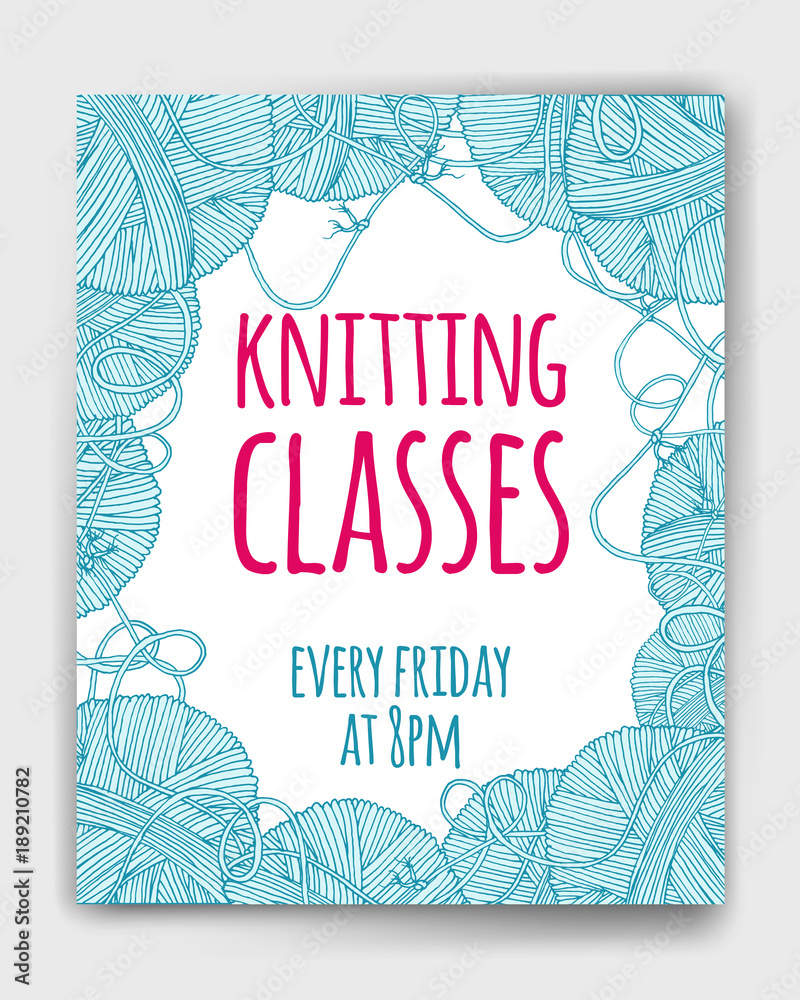 Vector yarn balls with long thread and knot mock up for knit and ...