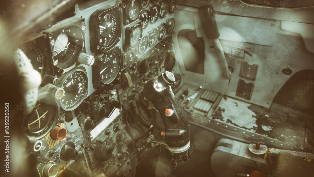 Cockpit From An Old Jet Plane Stock Photo | Adobe Stock