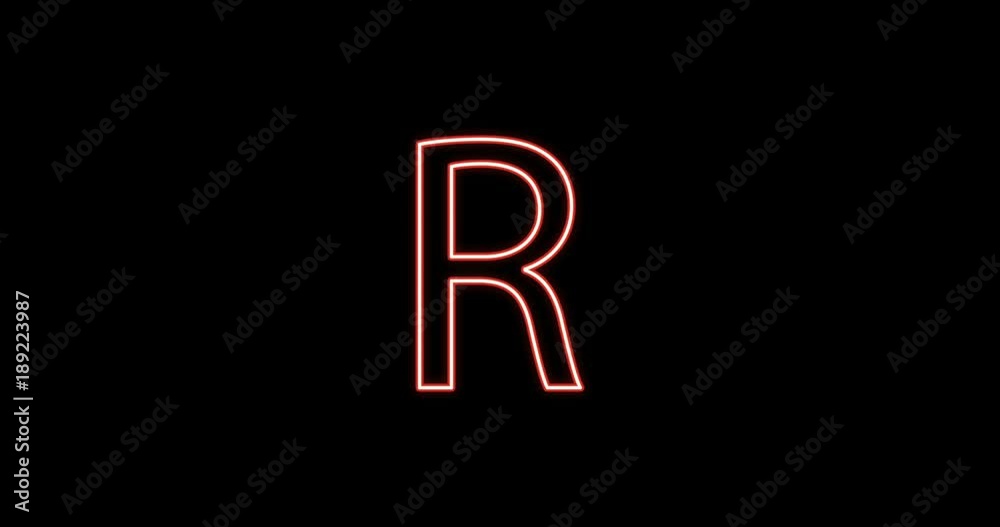 Neon Alphabet R letter Red Light Icon, Background with motion of A ...
