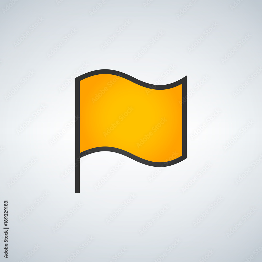 Simple illustration of yellow flag on white background. Mark label ...