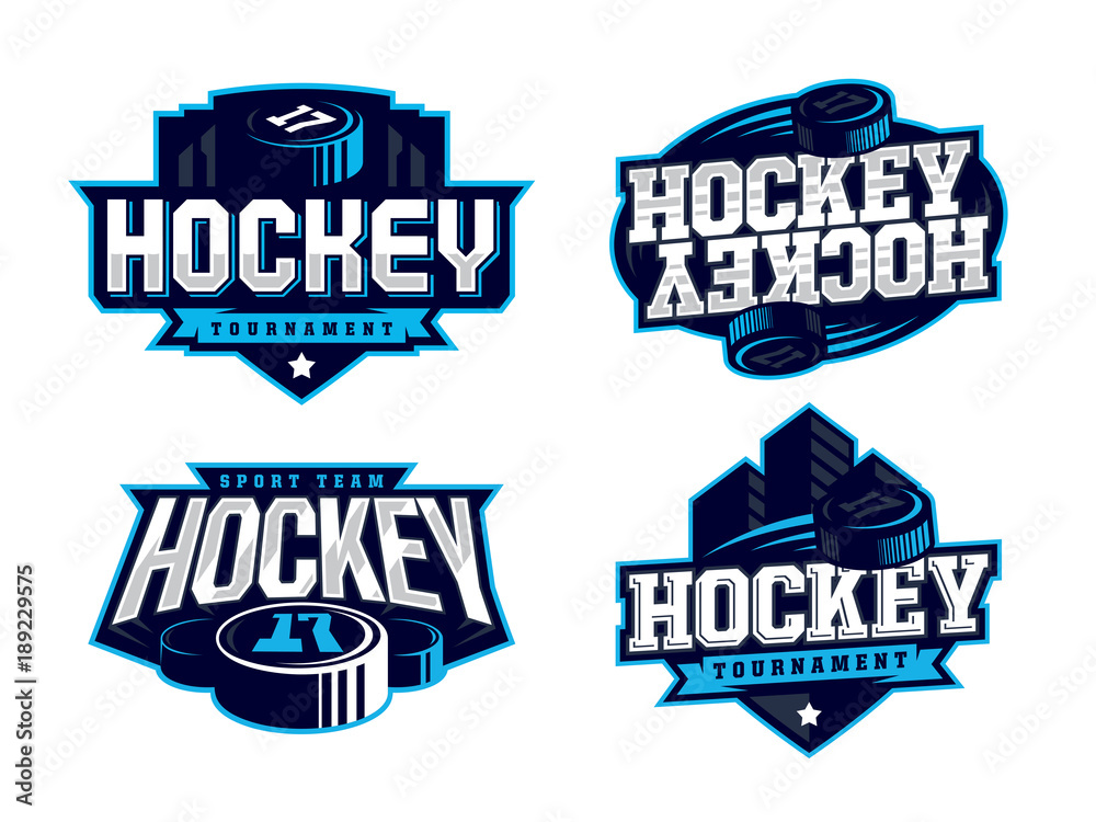 Modern professional hockey logo set for sport team Stock Vector | Adobe ...