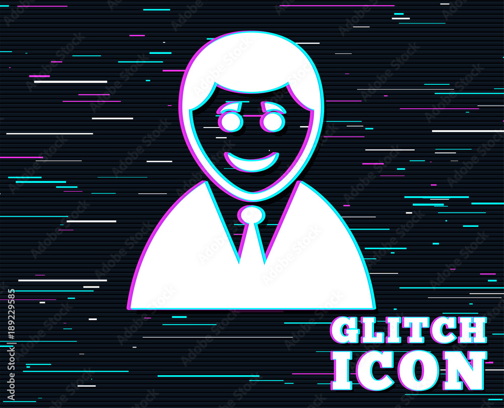 Glitch effect. User sign icon. Person symbol. Human in suit avatar ...