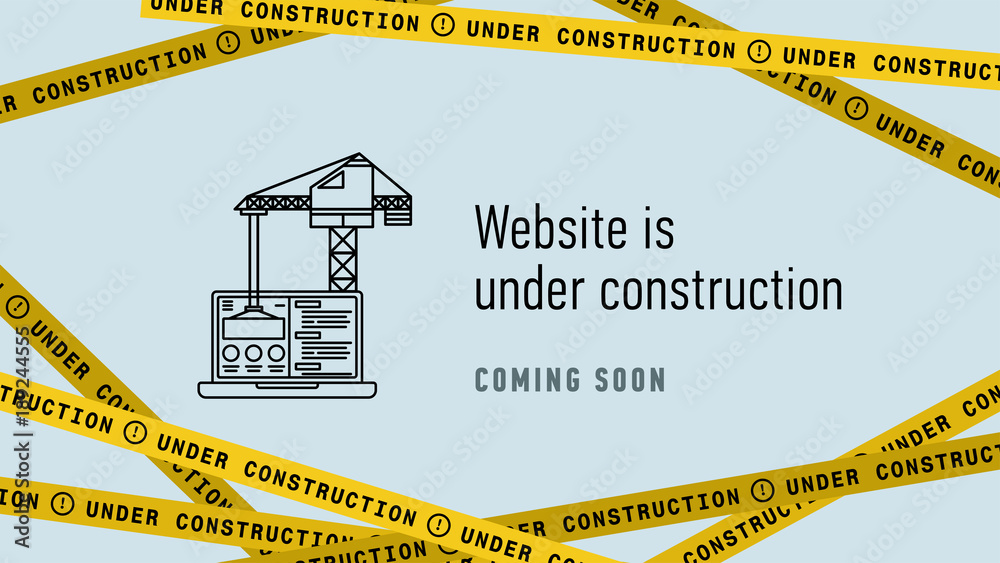 Website in under construction banner flat. Web page building process. Modern vector illustration ...