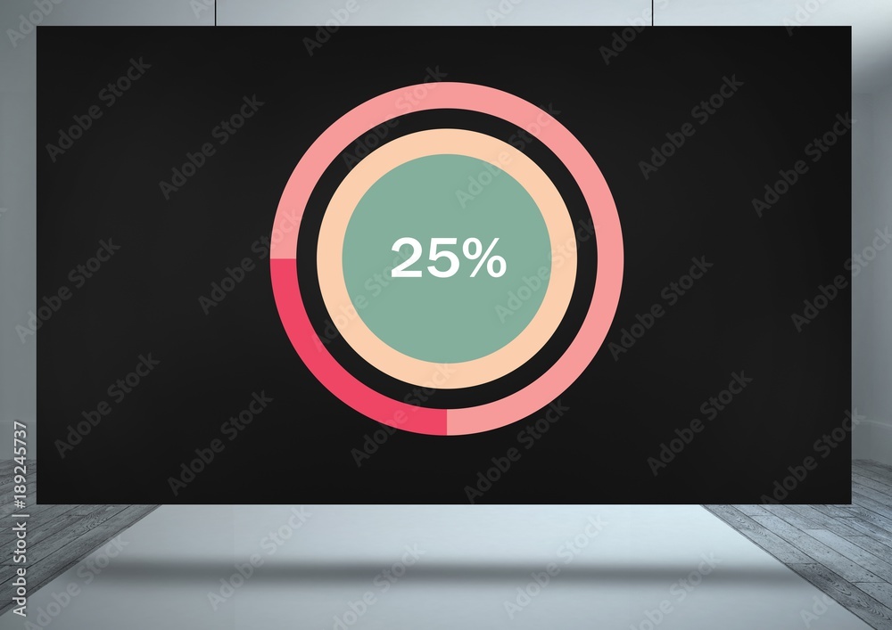 black screen with colorful chart statistics at 25 percent Stock Photo ...