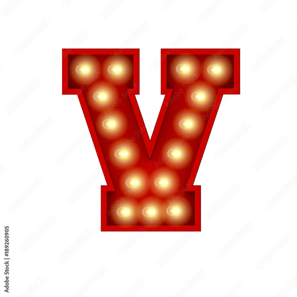 Vintage cinema theatre broadway lettering. Letter V. 3D Rendering Stock ...
