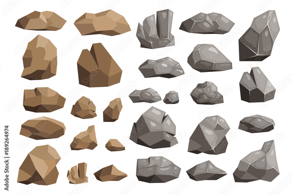 Stone rock vector rockstone mountain or rocky cliff with stony ...