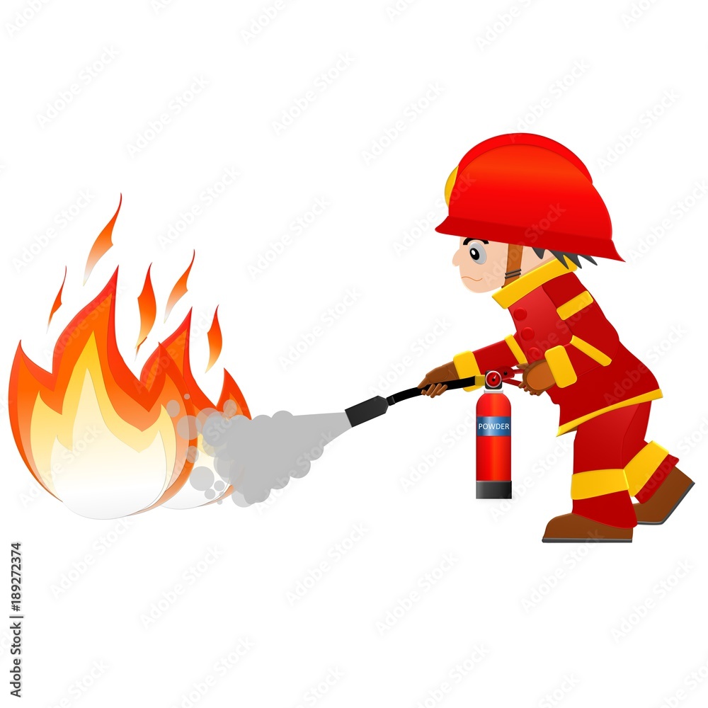 Firefighter With Extinguisher