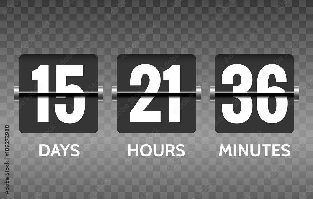 Flip countdown. Vector round count down timer numbers isolated on ...