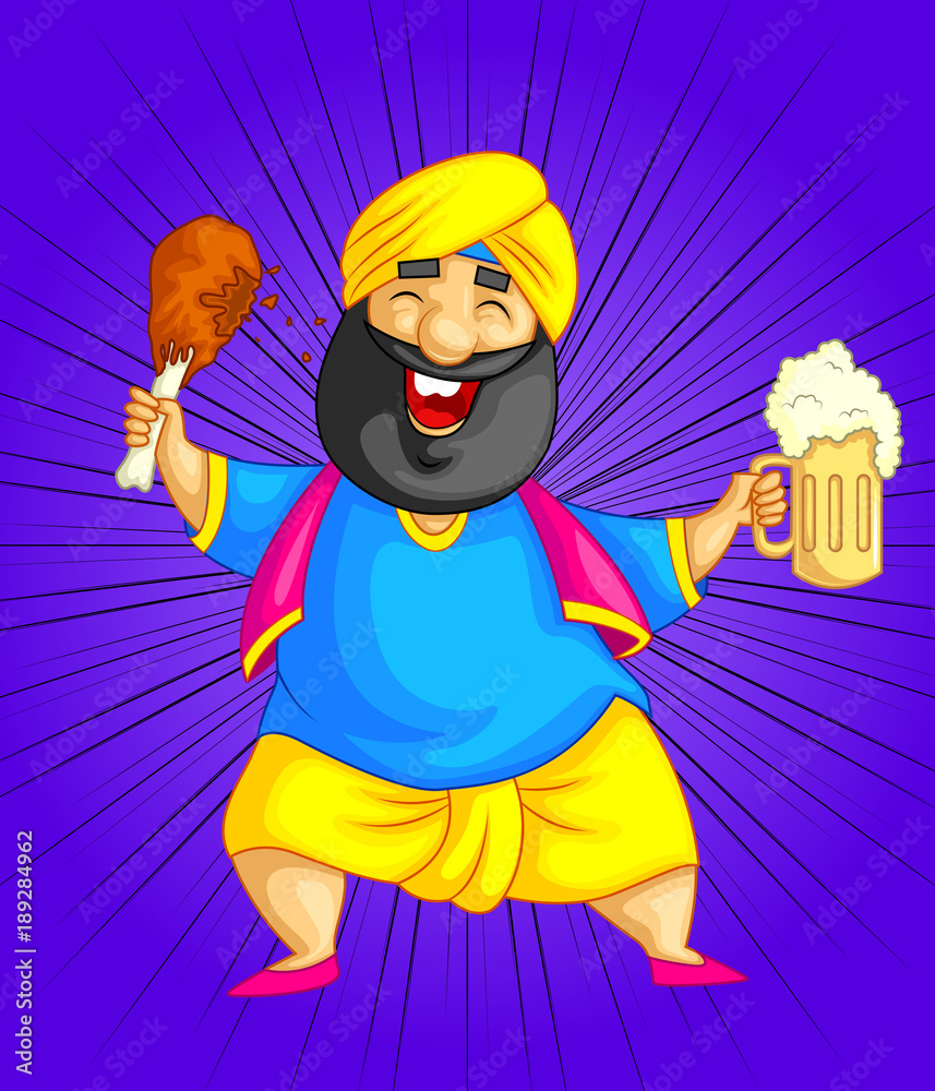 cartoon style Punjabi character illustration Stock Vector | Adobe Stock
