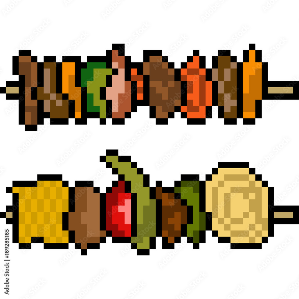 vector pixel art food steak barbecue Stock Vector | Adobe Stock