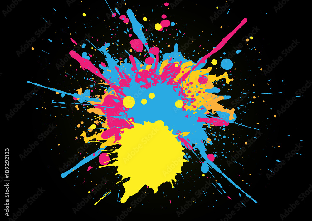abstract splatter color on black color background. illustration vector ...