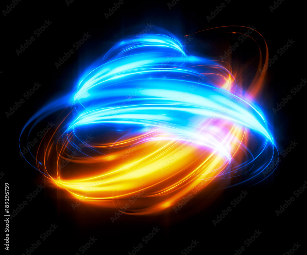 Glow swirl light effect. Circular lens flare. Abstract rotational lines ...