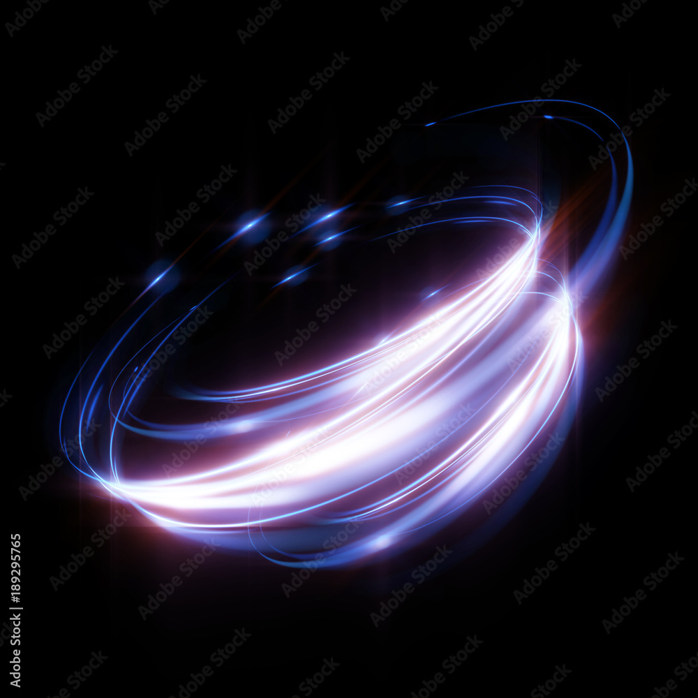Glow swirl light effect. Circular lens flare. Abstract rotational lines ...