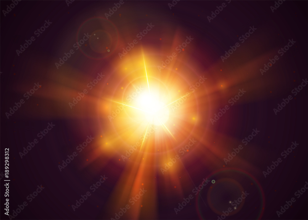 Vektorová grafika „Sunshine Light Effect. Yellow Sun Rays with ...