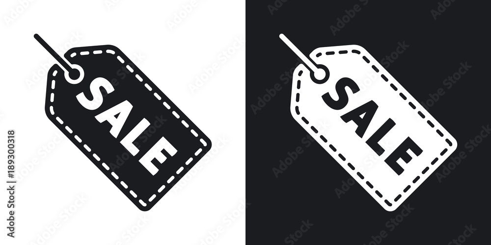 Vector sale tag or label icon. Two-tone version on black and white ...