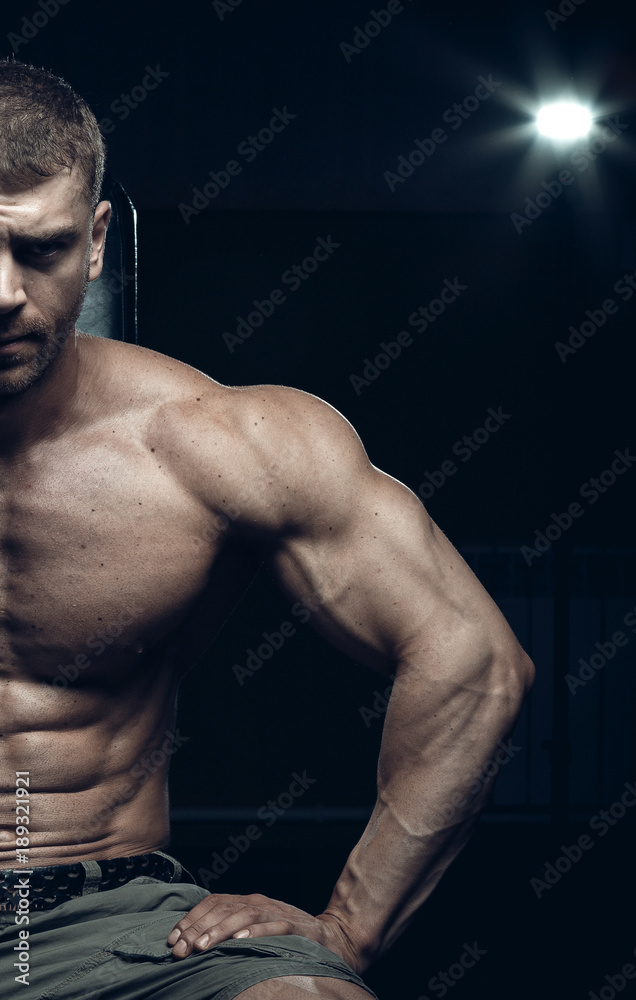 Male bodybuilder, fitness model trains in the gym Stock Photo | Adobe Stock