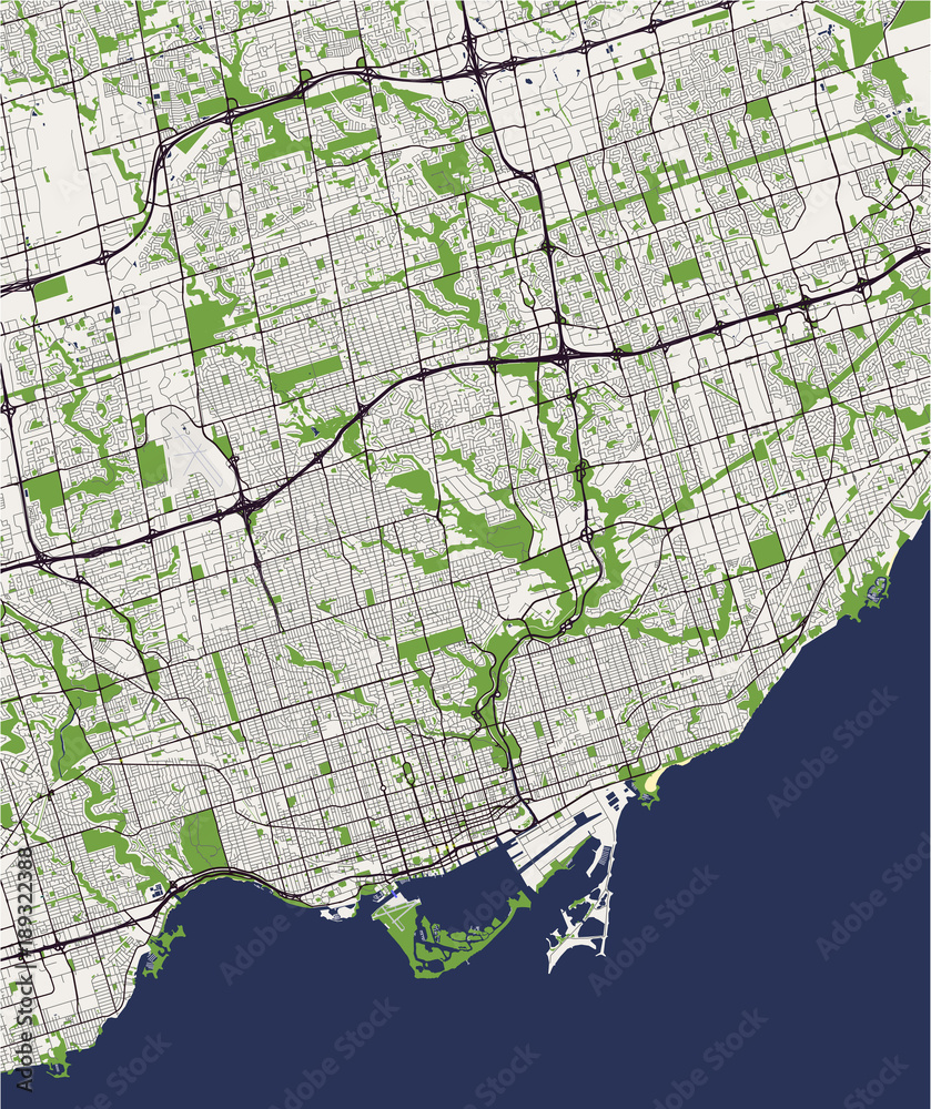 vector map of the city of Toronto, Canada Stock Vector | Adobe Stock