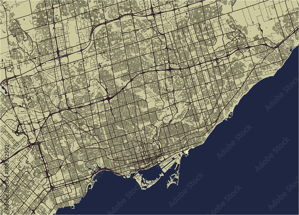 vector map of the city of Toronto, Canada Stock Vector | Adobe Stock
