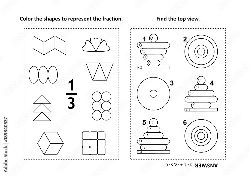 Two visual math puzzles and coloring pages. Color the shapes to ...