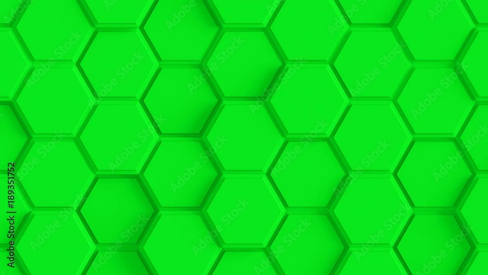 Abstract Hexagon Geometric Surface Loop 2G: green clean rounded hexagonal grid pattern, random ...