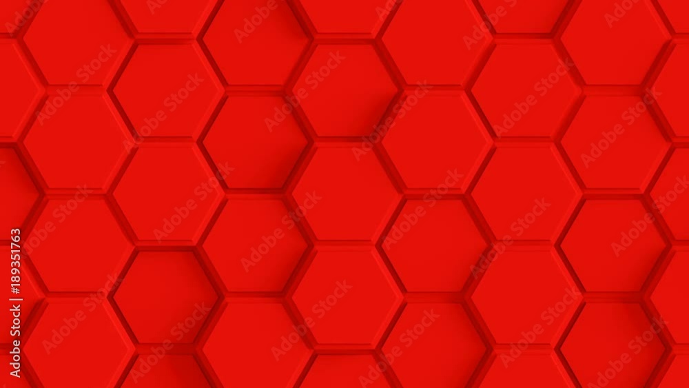 Abstract Hexagon Geometric Surface Loop 2F: red clean minimal beveled ...