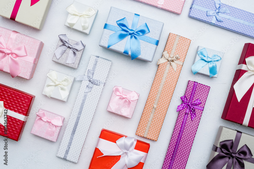 Present wrapping craft. Creative ideas of gifts packaging. Various ...