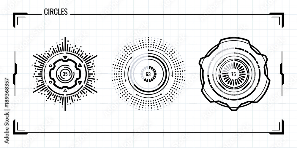 Futuristic Ui Circle Elements Set Stock Vector | Adobe Stock