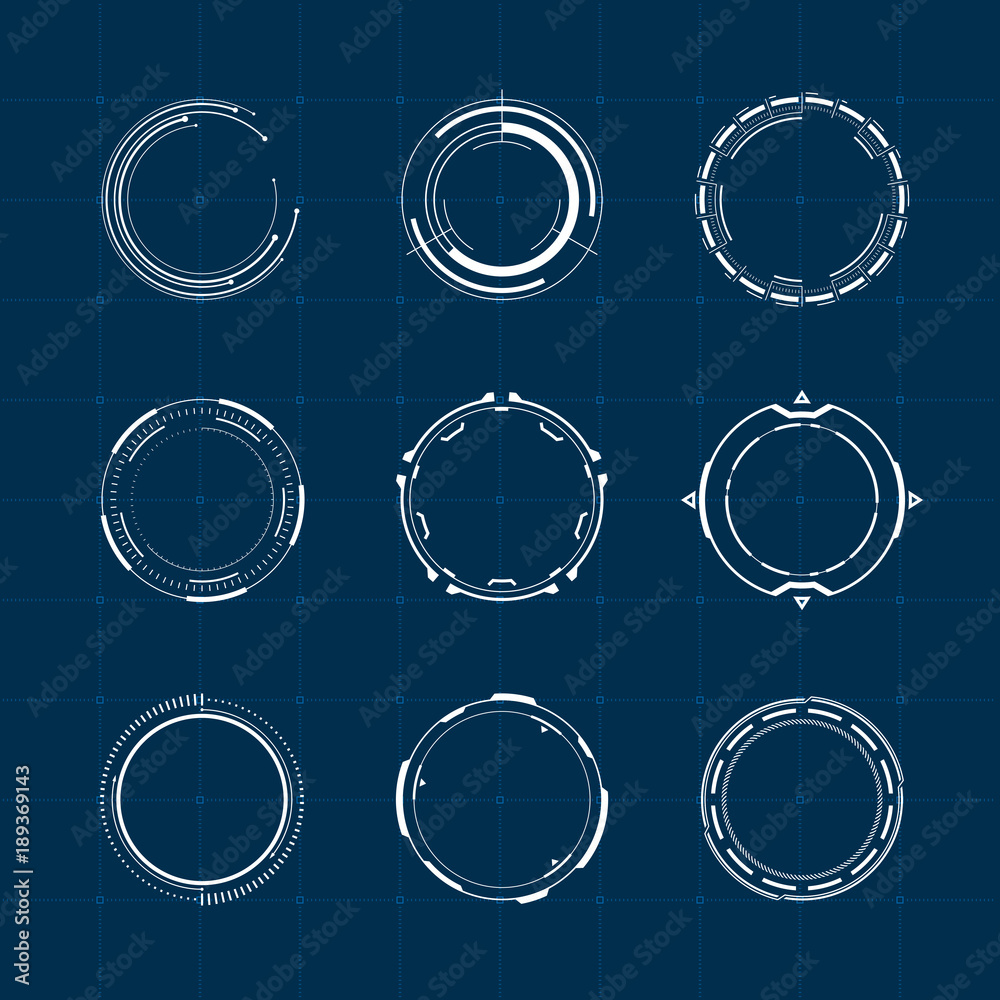 Futuristic Ui Circle Elements Set Stock Vector | Adobe Stock