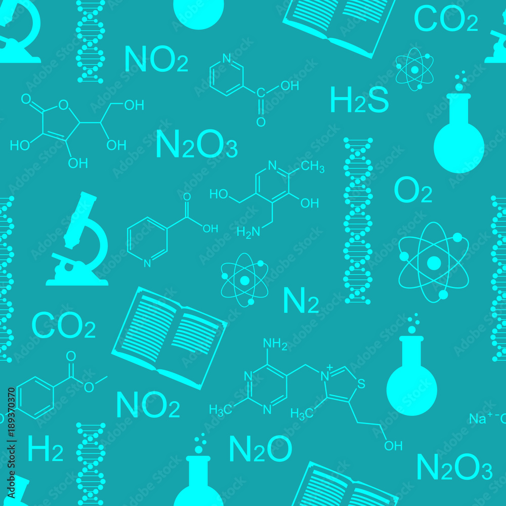 Seamless background chemistry and chemical formulas. Stock Photo ...