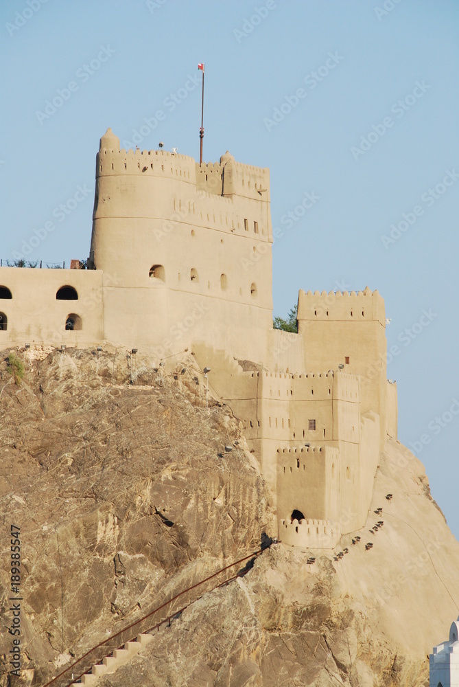 Fort sur île de Mascate (Jazirat Masquat), Old Muscat, Oman, Stock ...
