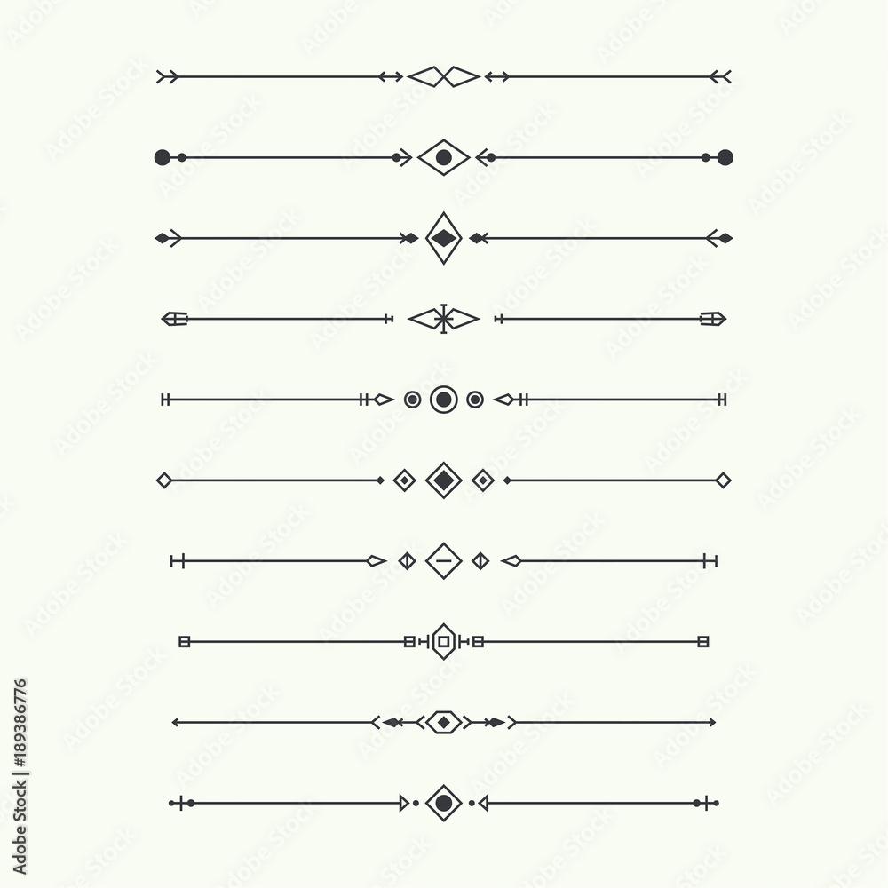 Dividers vector set isolated. Geometric horizontal vintage line border ...
