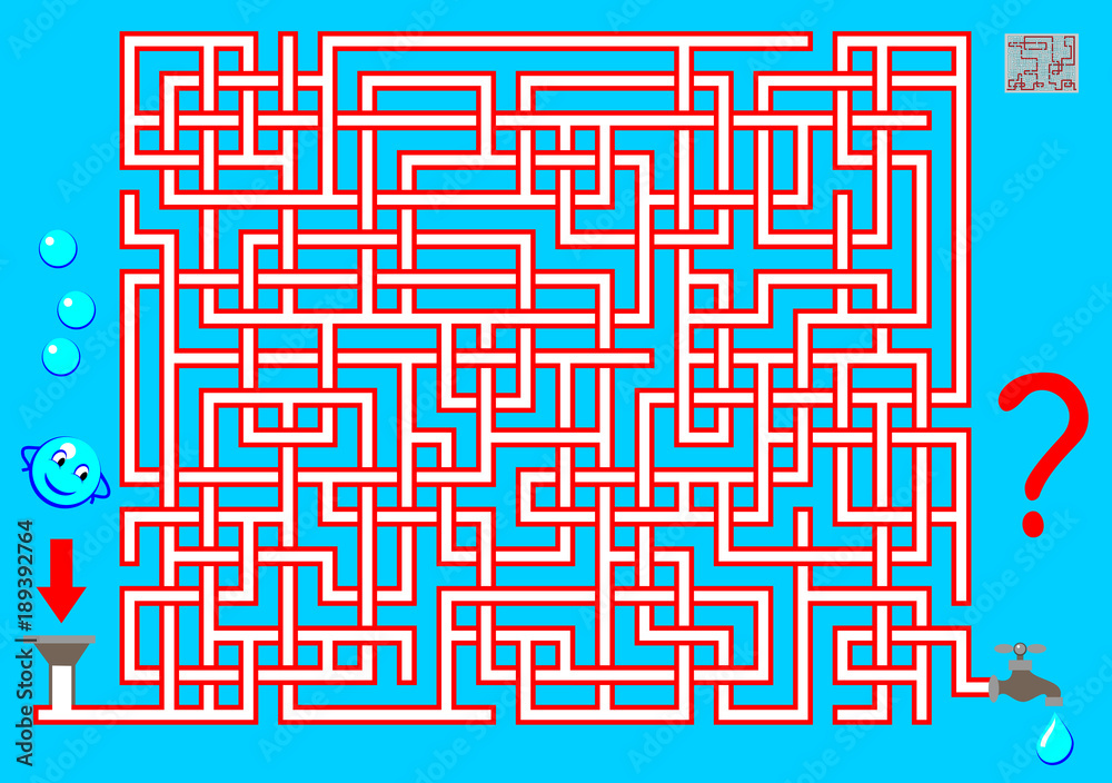 Logic puzzle game with labyrinth for children and adults. Find the way ...