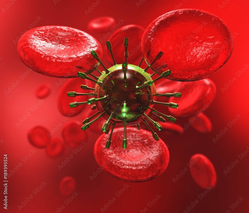 virus and erythrocytes, red blood cells Stock Illustration | Adobe Stock