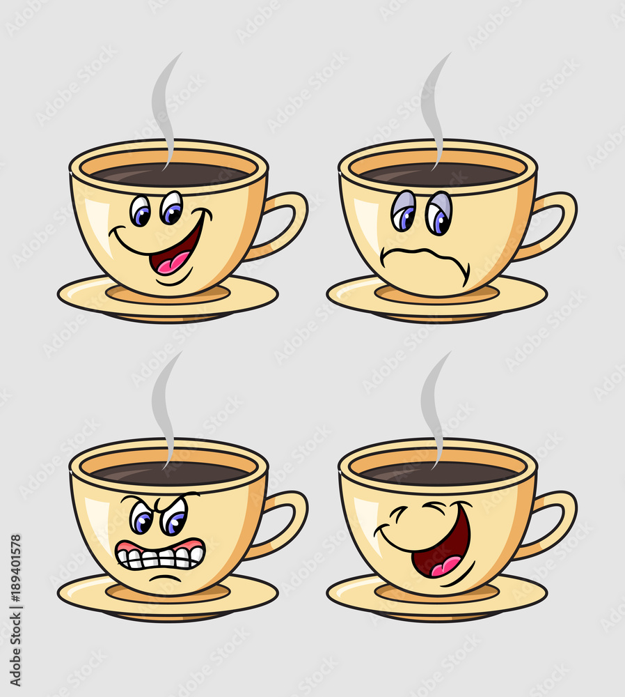 A cup of coffee cartoon character emoticon icon expression, good use ...
