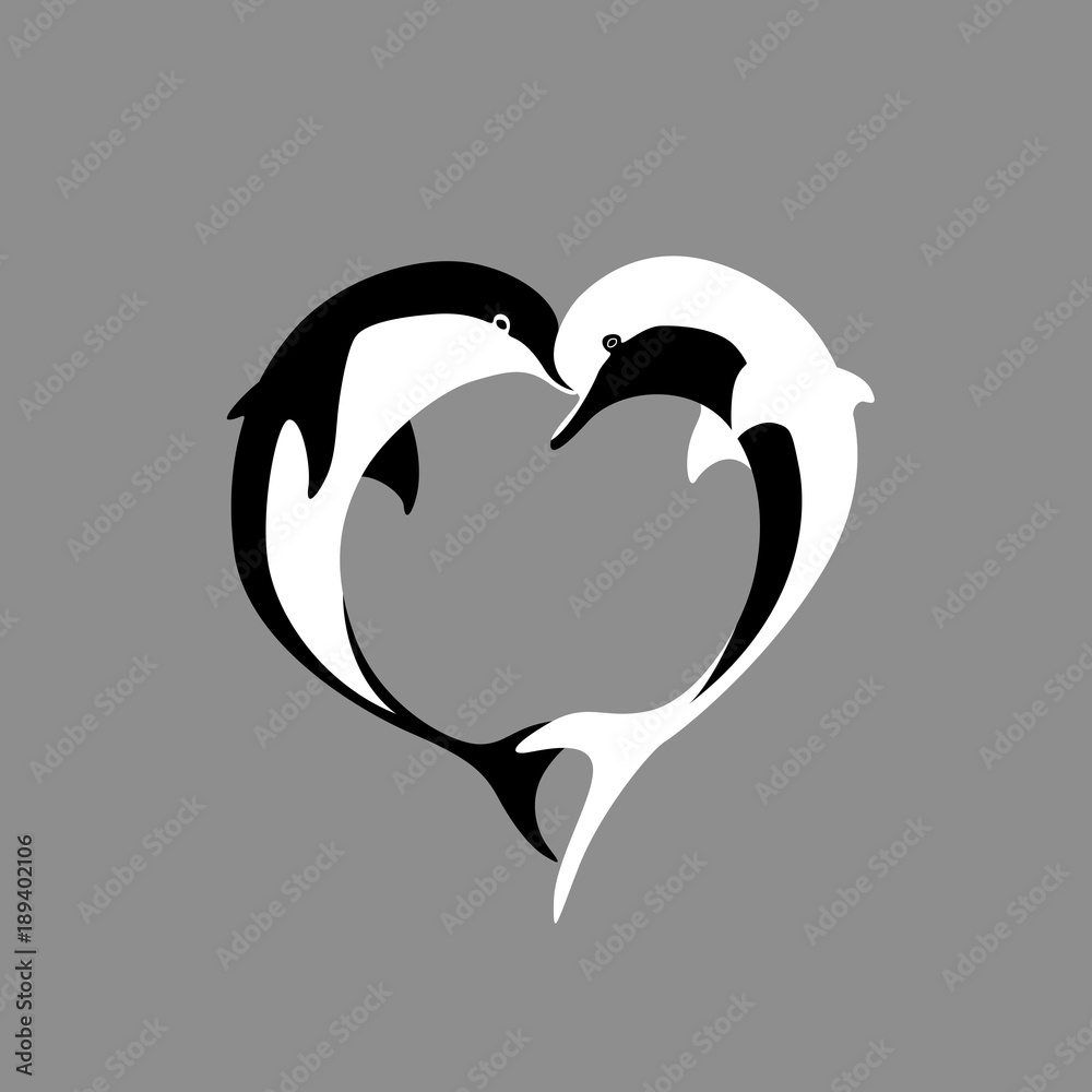 Dolphin Heart Silhouette