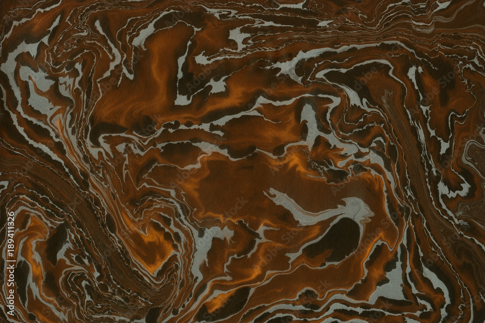 Suminagashi marble texture hand painted with brown ink. Digital paper ...