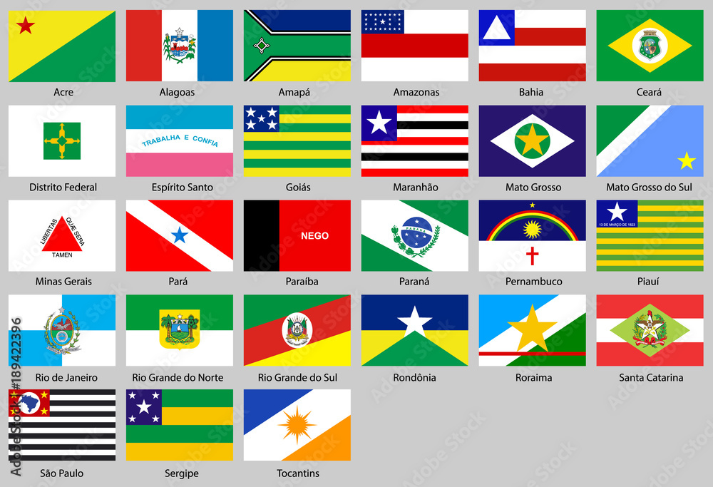 set of flags of Brazil states Stock Vector | Adobe Stock
