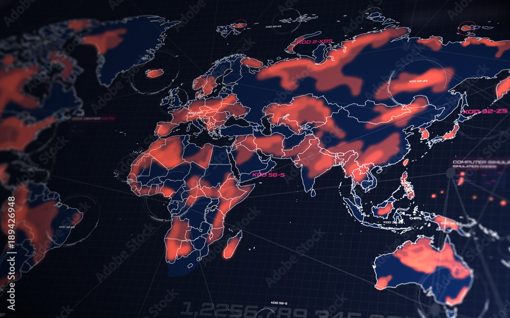 Modern world map concept - 3d illustration Stock Illustration | Adobe Stock