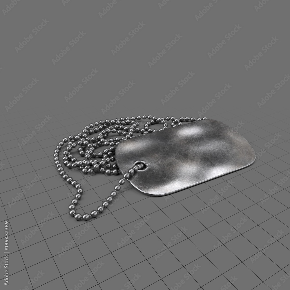 Closeup of blank dog tag Stock 3D asset | Adobe Stock