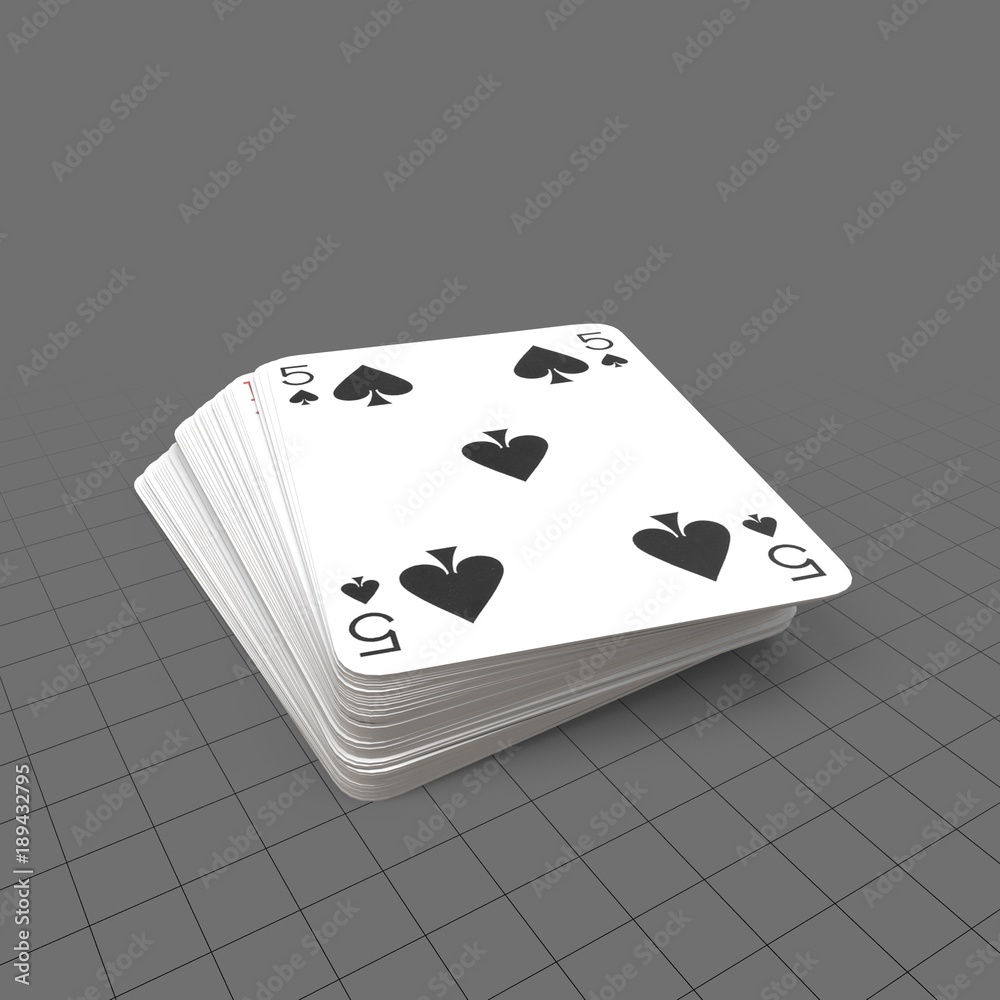Blue playing cards with five on top Stock 3D asset | Adobe Stock