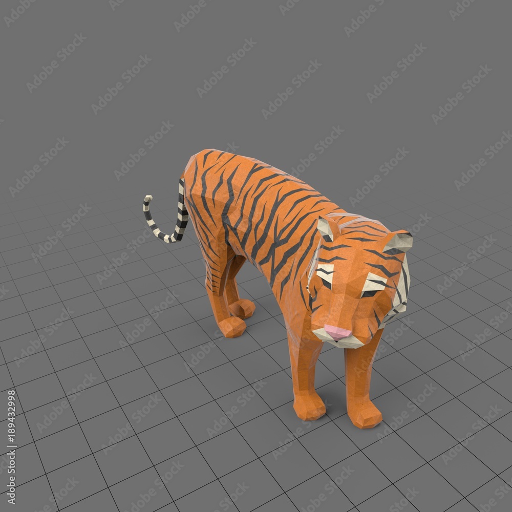 Stylized tiger standing Stock 3D asset | Adobe Stock