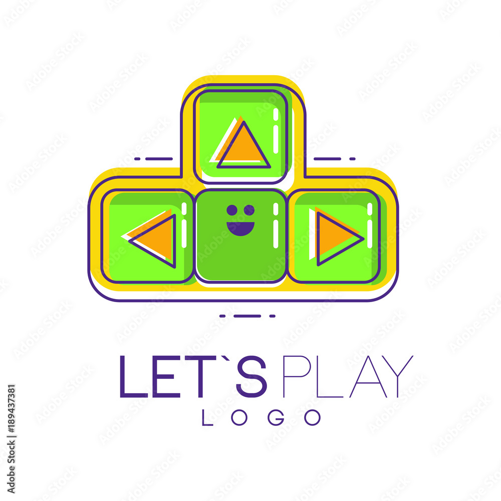 Creative joystick with buttons. Emblem of gamepad in line style with ...