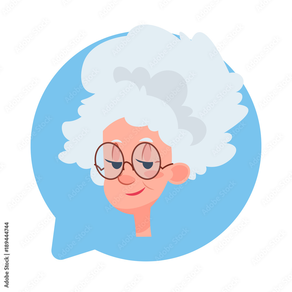 Profile Icon Senior Female Head In Chat Bubble Isolated, Elderly Woman ...