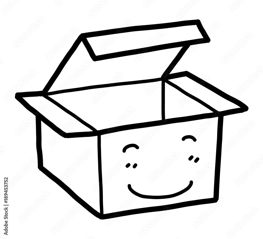 smile box / cartoon vector and illustration, black and white, hand ...