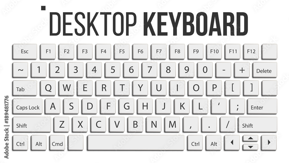 Keyboard Isolated Vector. Layout Template. Classic Keyboard. White ...