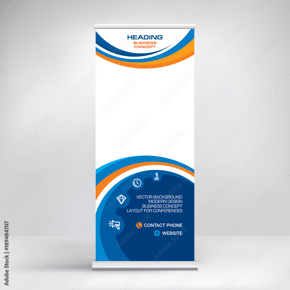 Banner roll-up design, business concept. Graphic template roll-up for ...