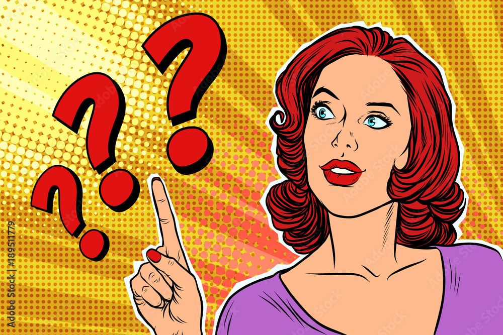 question mark pop art woman Stock Vector | Adobe Stock